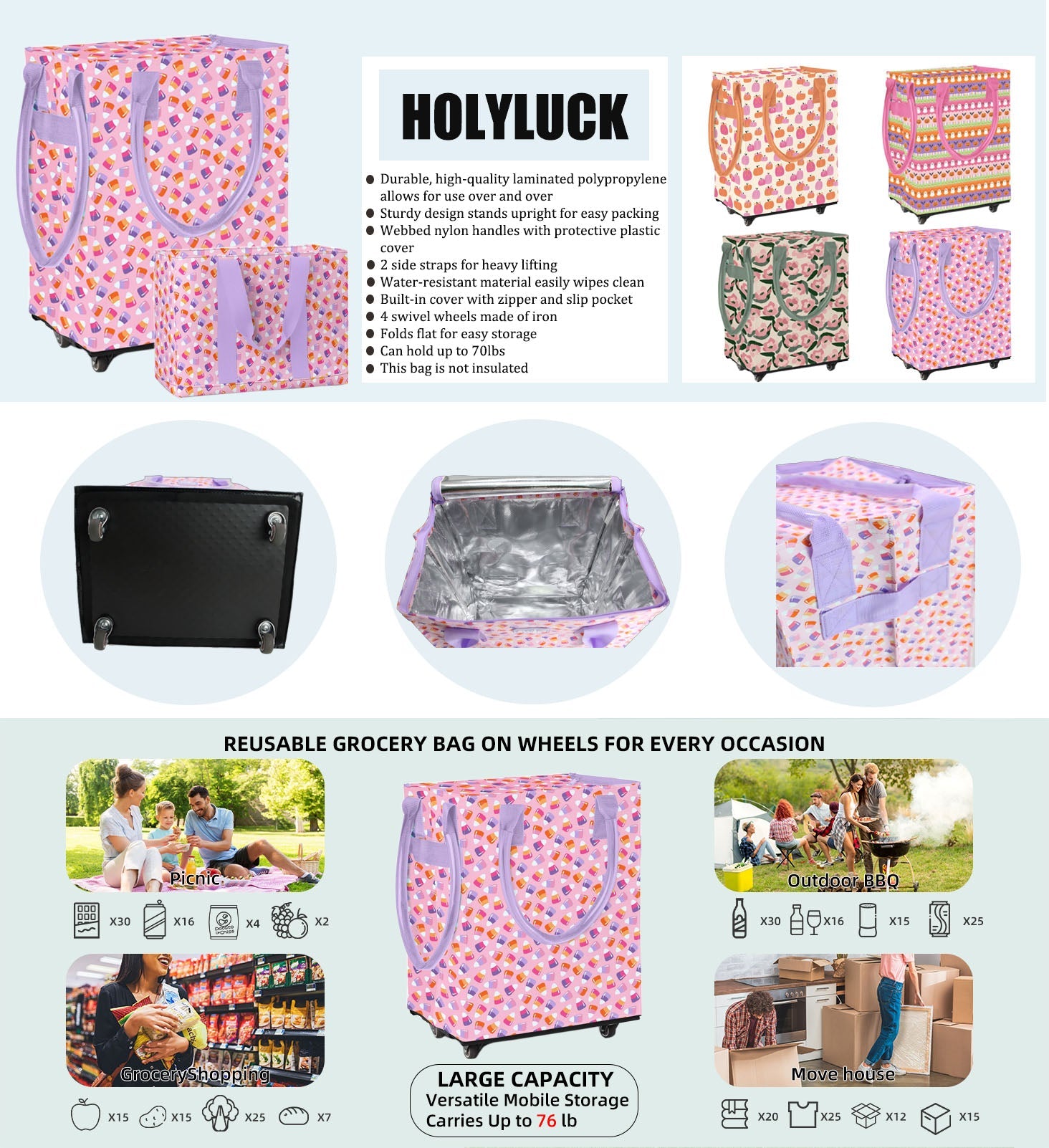 Meet our Large Shopping Organizer with Wheels – HolyLuck